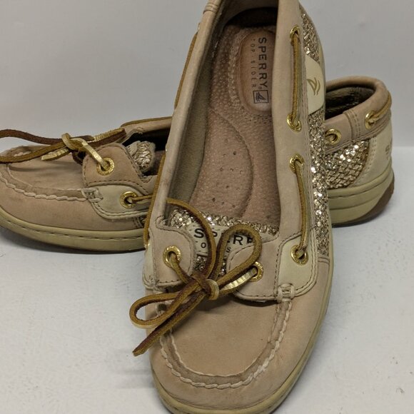 Sperry | Shoes | New Womens Sperry Top Siders In Beige Gold Glitter ...